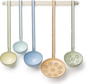 Riess 0576-006, Schöpferset, 5-tlg., Bunt/Pastell, Classic, ohne Löffelblechleiste, Emaille, Retro