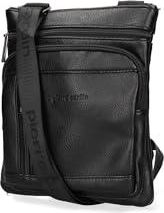 Pierre Cardin Sac à bandoulière pour homme Cuir végétalien Produit végétalien 19x23x4 cm 721-ALAN06, Noir, Taille unique