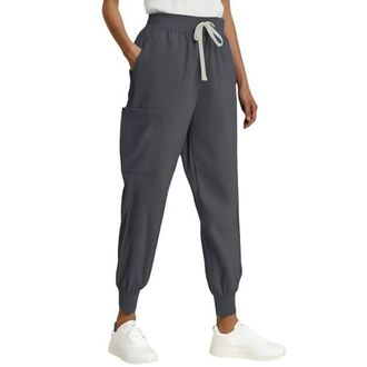 Generic Pantalon de jogging Scrvb taille haute pour femme avec cordon de serrage &eacute;lastique, pantalon de travail multi-poches, pantalon uniforme respirant et c