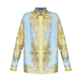 Versace Femme, Blouses et Chemises, Multicolore, Taille: 38 FR Chemise en Soie &agrave; Imprim&eacute; Baroque