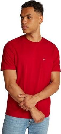 Tommy Hilfiger T-Shirt Manches Courtes Homme Essential avec Poche sur la Poitrine, Multicolore (Medium Red), 3XL