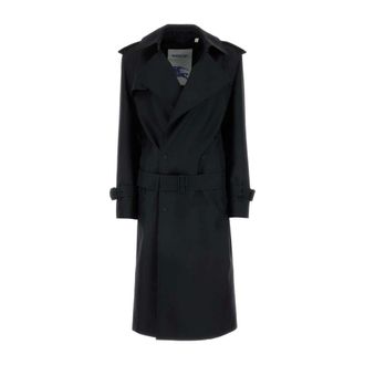 Burberry Femme, Manteaux, Noir, Taille: 34 FR Trench-coat en m&eacute;lange de soie
