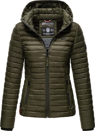 Marikoo Damen Steppjacke Samtpfote mit abnehmbarer Kapuze & Rippbündchen
