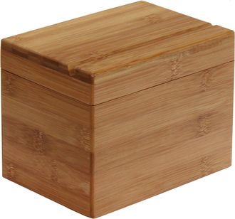 Oceanstar Bambus-Rezeptbox mit Trennwand, naturfarben, 17,3 cm B x 12,4 cm T x 13 cm H
