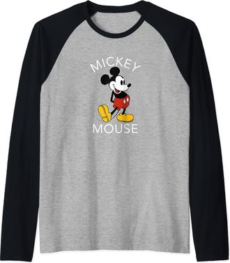 Disney Mickey Mouse Arms Back Leg Out With Text Raglan