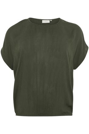 Kaffe Curve Kaffe Curve Damen Plus-Size Womens Blouse Short Batwing Sleeves Casual Fit Crew Neck Bluse, Forest Night, 46/Grande Taille