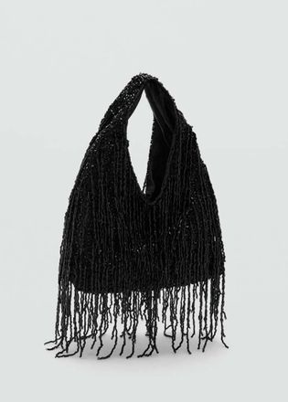 Mango Sac port&eacute; main franges noir - Femme - Taille unique - MANGO