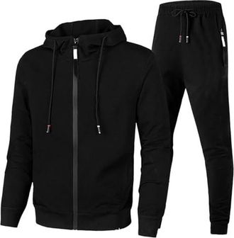 Generic Ensemble Surv&ecirc;tement Homme Zipp&eacute; Sweat &Agrave; Capuche Et Pantalon Jogging Sportwear Ensemble 2 Pi&egrave;ces Automne Hiver Jogging Tenue Sport Homme D&eacute;contract&eacute; V