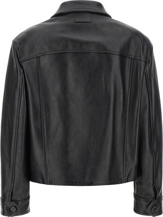 Marni Leather and Suede Colorblock Jacket - Brown