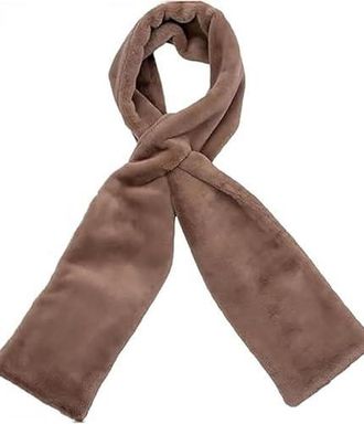 Generic &Eacute;charpe en fausse fourrure avec poche zipp&eacute;e dissimul&eacute;e, &eacute;charpe &agrave; enfiler en fausse fourrure ultra douce, &eacute;charpe dhiver pour femme, marron, 140x20 c