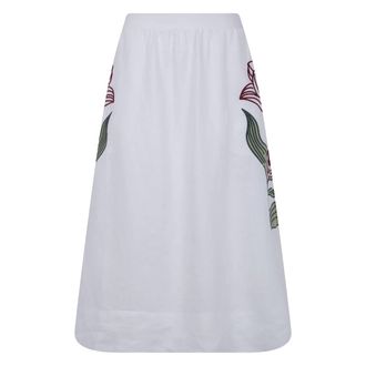 Farm Rio Flower Midirock - - Skirts - Damen - Wei&szlig; - S