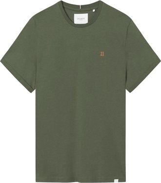 Les Deux Unifarbenes T-Shirt Nørregaard mit kleiner Stickerei in