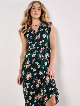 Apricot Midikleid Gebl&uuml;mtes Midikleid (mit Bindeband) mit Bindeg&uuml;rtel