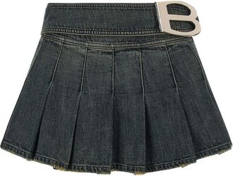 Balenciaga Falten-Minirock mit B-Schnalle - Blau