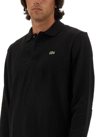 Lacoste Logo-Embroidered Cotton Polo Shirt - Black
