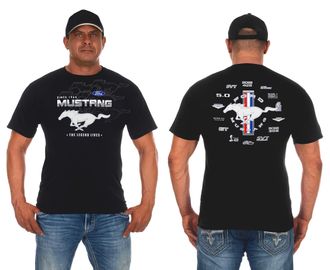 JH Design Group JH Design Herren-T-Shirt Ford Mustang Collage, kurzärmelig, Rundhalsausschnitt, in 4 Farben, Clg0-Schwarz, Mittel