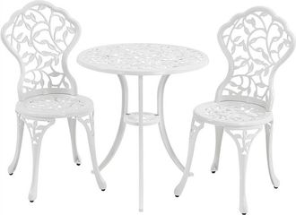 Yaheetech Yaheetech Ensemble de Bistrot en M&eacute;tal 3 Pi&egrave;ces Set Bistrot Design Vintage Feuillage Table de Jardin et 2 Chaises pour Terrasse V&eacute;randa Balcon Porche