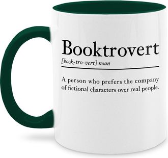 Shirtracer Tasse Tassen 325ml - Statement - Booktrovert Definition B&uuml;cherwurm Geschenk B&uuml;cherliebhaber I Leseratte Geschenk Bibliothekar I Literaturfreund I B&uuml;ch