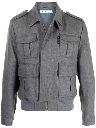 Off-white veste militaire &agrave; patch logo - Gris