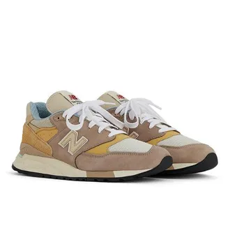 New Balance Unisexe Made in USA 998 en Beige, Suède/Mesh, Taille 44 Large