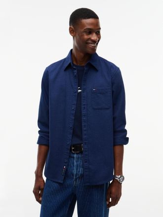 Tommy Jeans Flanellhemd TOMMY JEANS TJM REGULAR FLANNEL, Herren, Gr. XXXL (60/62), N-Gr, blau (basic navy), Web, Obermaterial: 100% Baumwolle, meliert, regular fi
