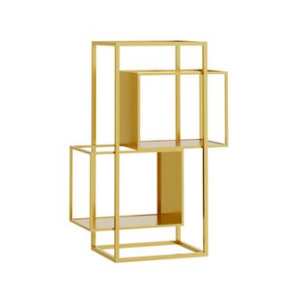 Generic Kreatives Bücherregal, Stand-Bücherregal aus Kohlenstoffstahl mit abnehmbaren Beinen, geeignet for Wohnzimmer, Home Office und Arbeitszimmer(Gold,60x3