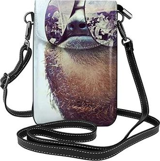 IUBBKI Paresseux avec lunettes de soleil sac à main pour téléphone portable - petit portefeuille en cuir à bandoulière femmes bretelles sac transporter carte