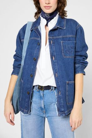 Gerard Darel Veste droite en denim &agrave; boutons dor&eacute;s - RITZA - Jeans