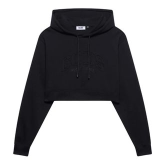 GCDS Gcds, Femme, Sweatshirts et sweats &agrave; capuche, Noir, Taille: 40 FR Lounge Logo Crop Sweat &agrave; capuche