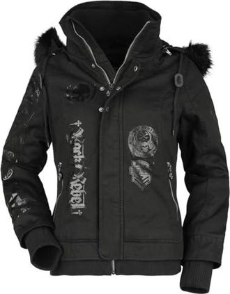Rock Rebel by EMP Femme veste dhiver noire avec impression au dos M