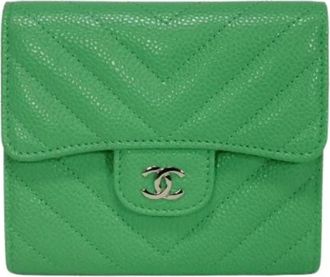 Chanel Portefeuille Pre-owned (tri-pli) - Femme - Pre-owned - Vert - Taille: ONE Size