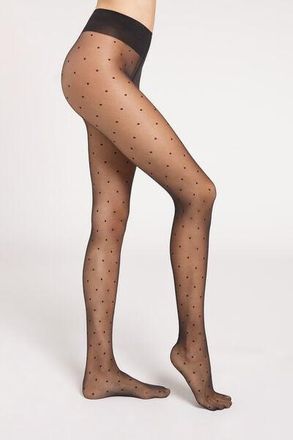 Calzedonia Transparente Strumpfhose Mit Tupfen Schwarz