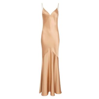 Elisabetta Franchi Femme, Robes, Beige, Taille: 40 FR Robe de soir&eacute;e en satin coupe slim