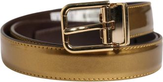 Dolce & Gabbana Homme, Accessoires, Jaune, Taille: ONE Size Classic Leather Metal Buckle Belt