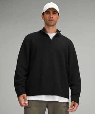lululemon Pull en maille demi-zipp&eacute; &agrave; coupe d&eacute;contract&eacute;e pour Hommes - Taille 2XL