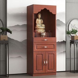Generic Table dautel de m&eacute;ditation - Armoire chinoise avec rangement pour encens et sanctuaire personnel - Design niche de Bouddha - Casiers inclus