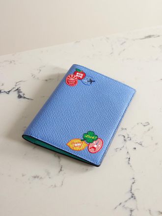 Smythson &Eacute;tui Pour Passeport En Cuir Textur&eacute; Imprim&eacute; Panama - Bleu