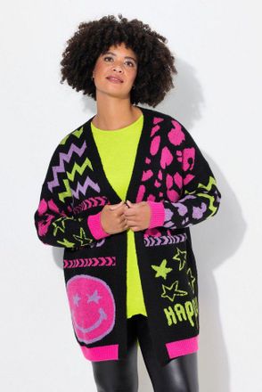 Angel Of Style Strickjacke Long-Strickjacke Smiley-Mustermix offene Form