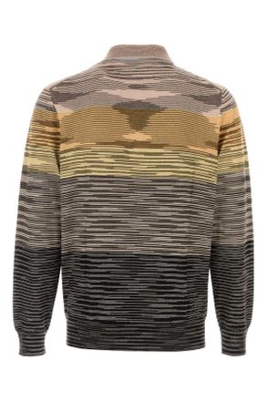 Missoni Mens Embroidered Wool Polo Shirt Yellowbrown Exterior