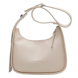 Generic Sacs &agrave; bandouli&egrave;re tendance pour femme en cuir, sac &agrave; main d&eacute;contract&eacute; avec fermeture &eacute;clair, sac tendance sous les bras, blanc, Medium