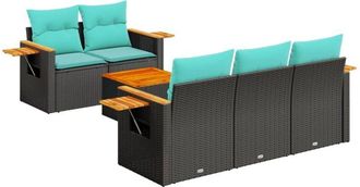 vidaXL Vidaxl - Salon de jardin 6 pcs avec coussins noir résine tressée