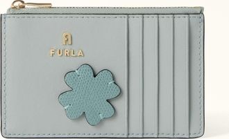Furla Camelia Kartenetui M Toni Nebbia Gray Blau Sidney-kalbsleder + Kleeblatt-aufn&auml;her Damen