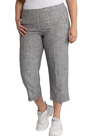 Ulla Popken pantalon court en lin 7/8 pour Femme Blau (Nachtblau 14) FR: 46 (Taille fabricant: 44)