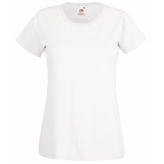 Fruit Of The Loom Damen T-Shirt, figurbetont, Baumwolle, kurzärmelig, Weiß, Größe L - Large