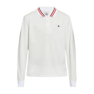 Vivienne Westwood Klassisches Orb Langarm-Polo Wei&szlig; - - Tops - Herren - Wei&szlig; - L