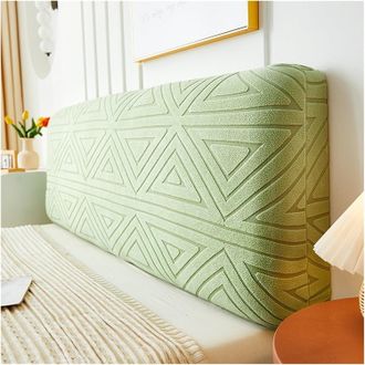 Generic Stretch-Kopfteilbezug, weicher und bequemer Jacquard-Bettbezug for Queen- und Kingsize-Betten, staubdichter Schutz for Ihr Schlafzimmer(Green,200cm(79