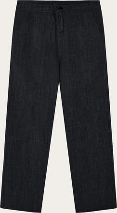 Knowledge Cotton Apparel Herren vegan Hose Fig Loose Leinen Mix Black Jet