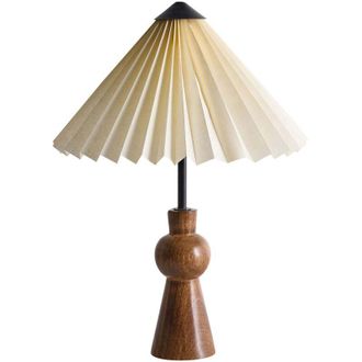 Beliani Lampe de Table Moderne Contemporain Abat-Jour en Papier Bois de Manguier Forme Conique Beige Tojsan