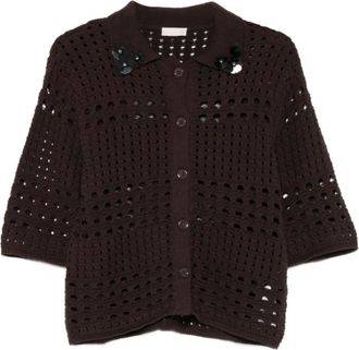 Liu Jo Femme, Pulls, Brun, Taille: 42 FR Crochet Cardigan