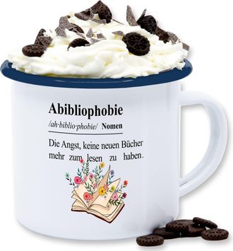 Shirtracer Emaille Tasse Blechtasse - Statement - Abibliophobie Definition I Bücherliebhaber Geschenk Buchliebhaber I Lesefreude Geschenk Lesen I Bücherwurm I Le